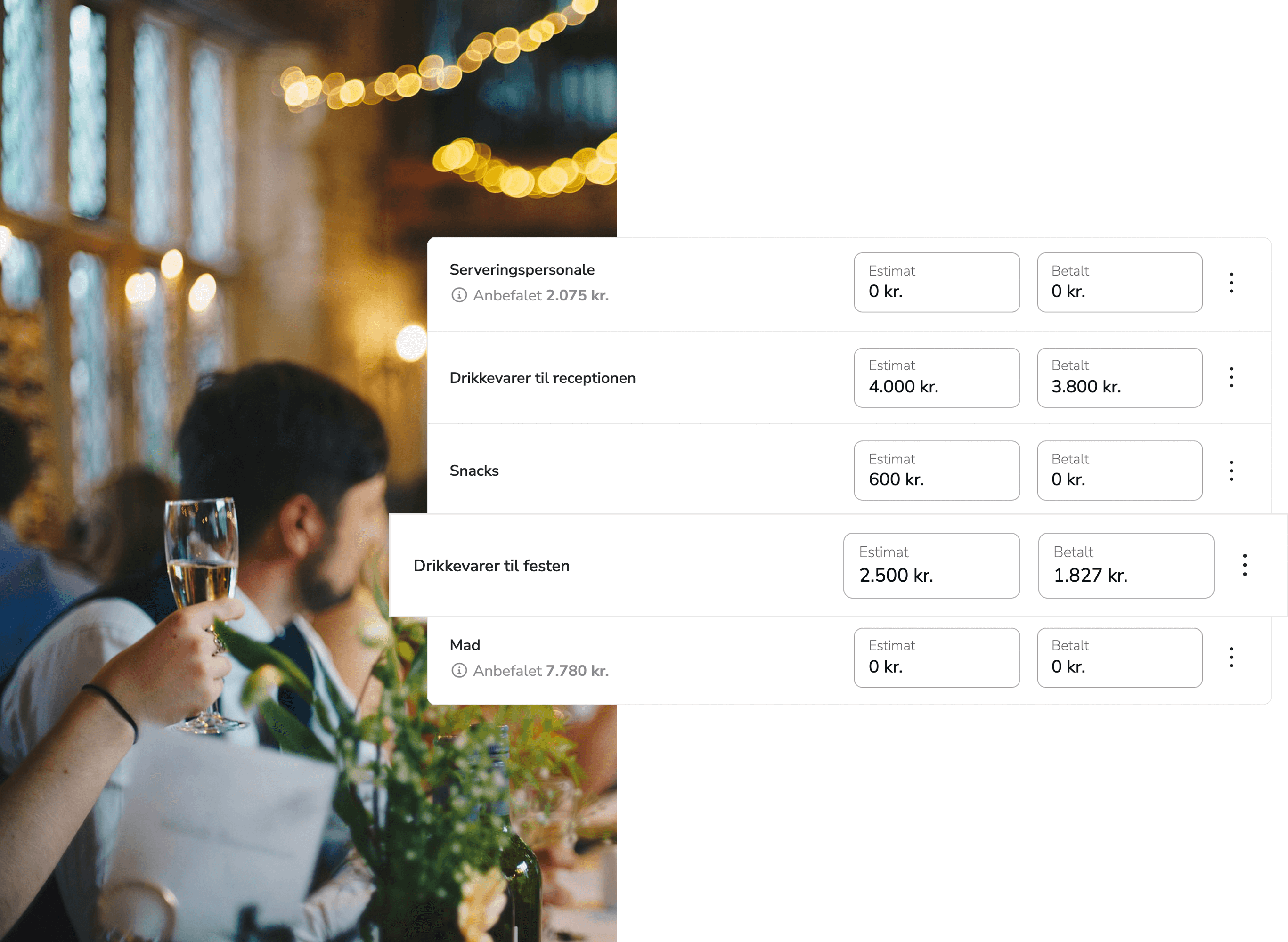 Budget for birthday party | Make online at → Wonderfulday.dk